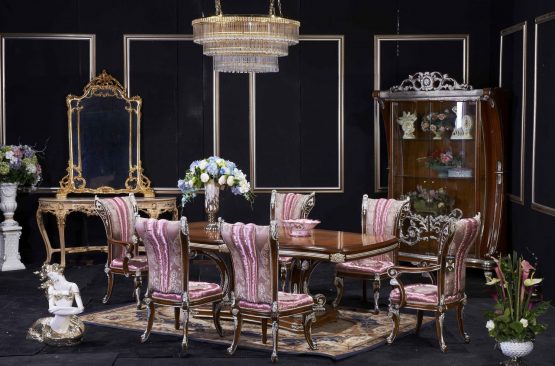 7 Piece George Versailles Luxury Round Dining Set - USA Furniture Warehouse