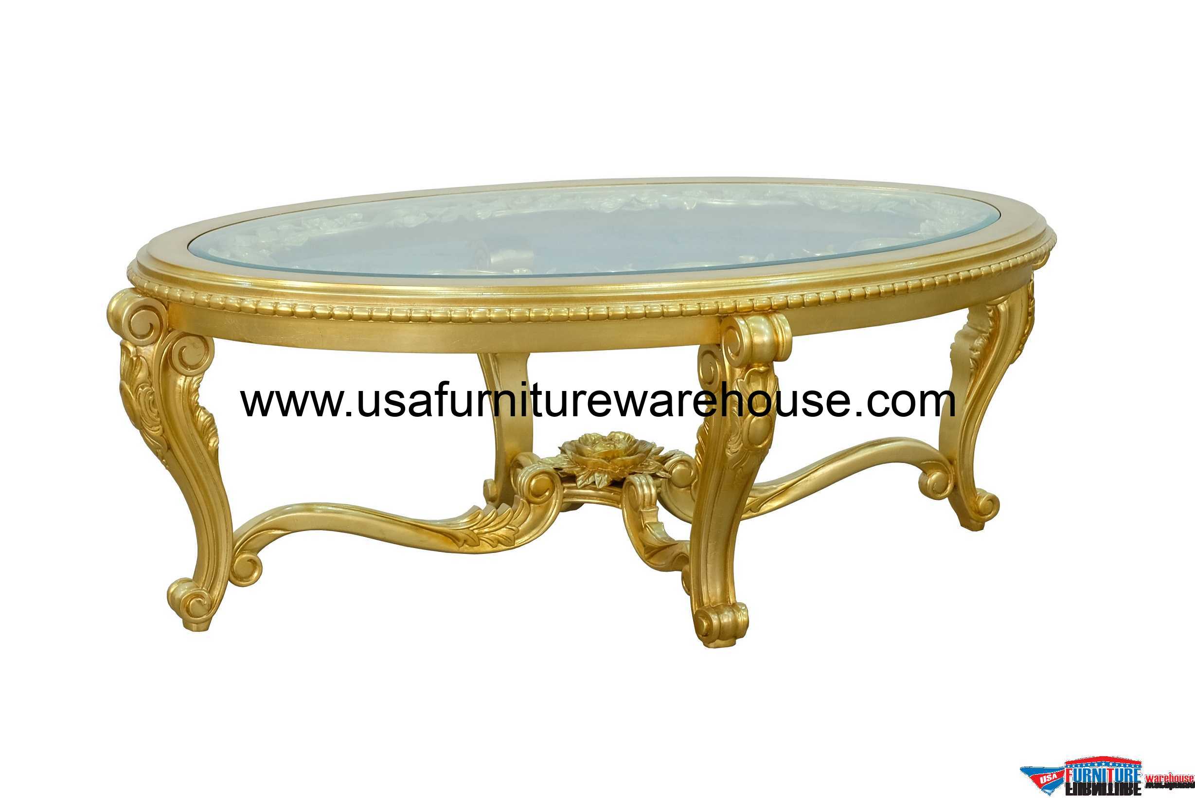 European Furniture Luxor Oval Coffee Table - USA Furniture Warehouse