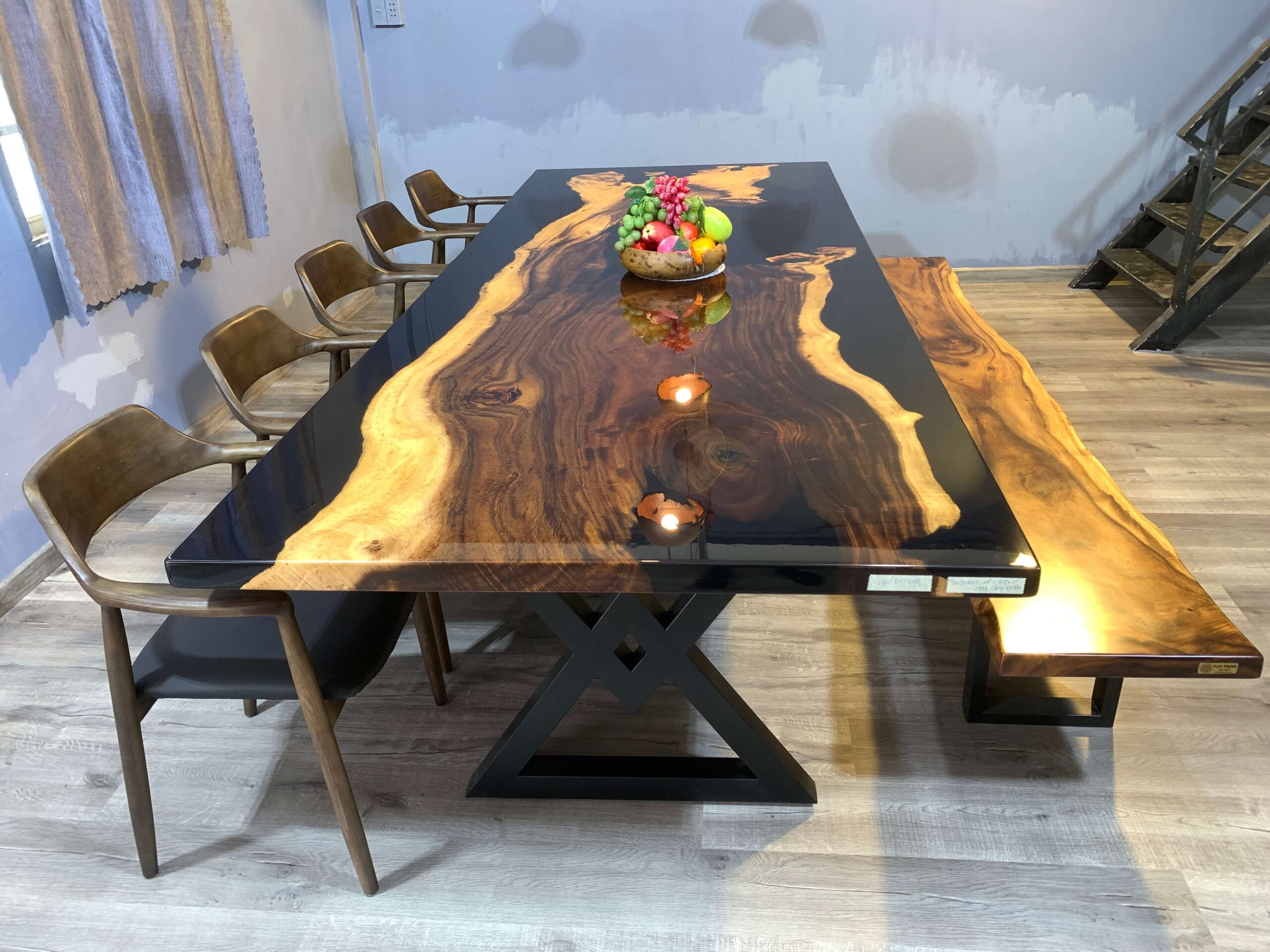 Capri 118" Black Epoxy Dining Table - USA Furniture Warehouse