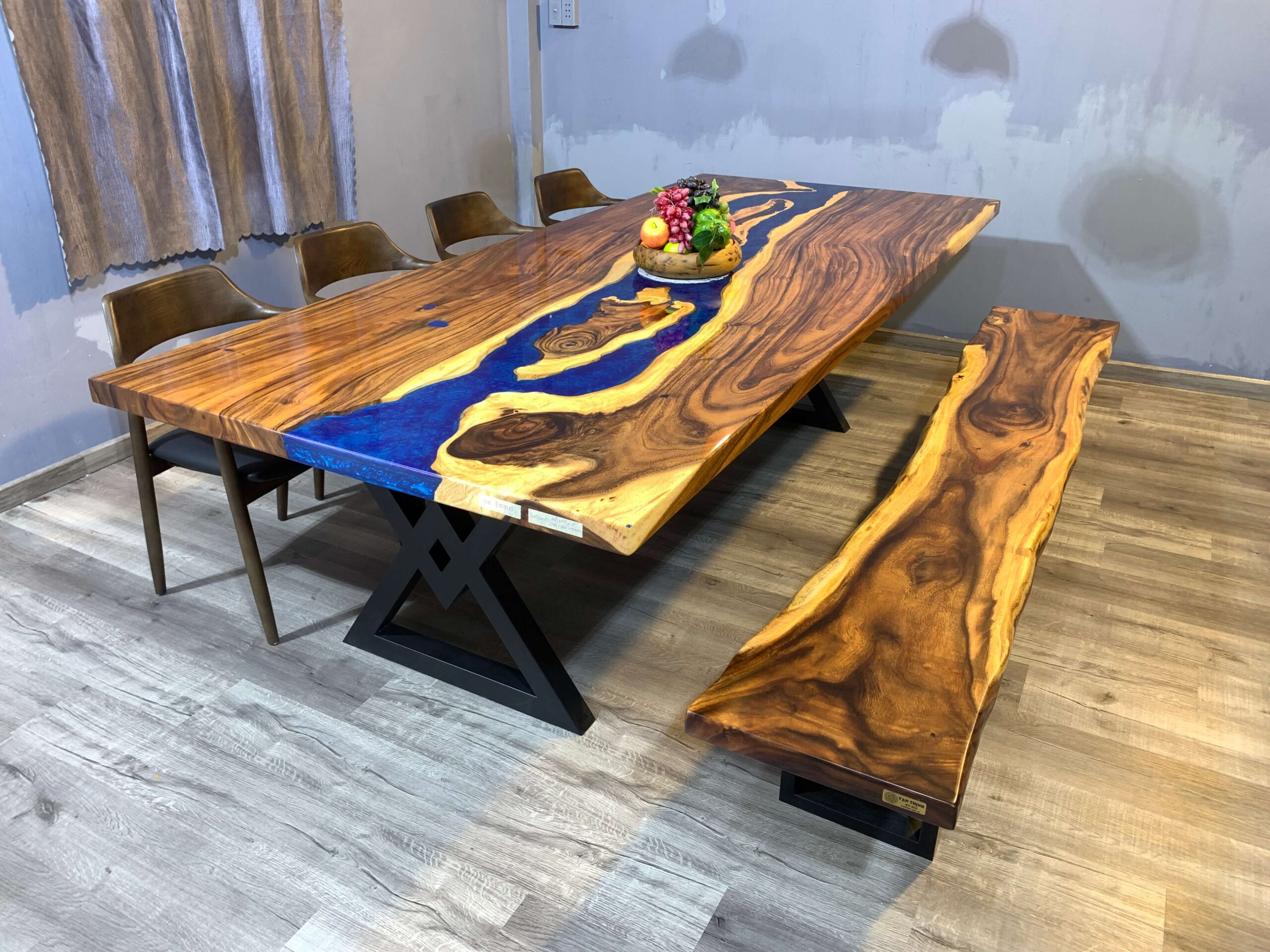 Gorda 110″ Blue Epoxy Dining Table - USA Furniture Warehouse