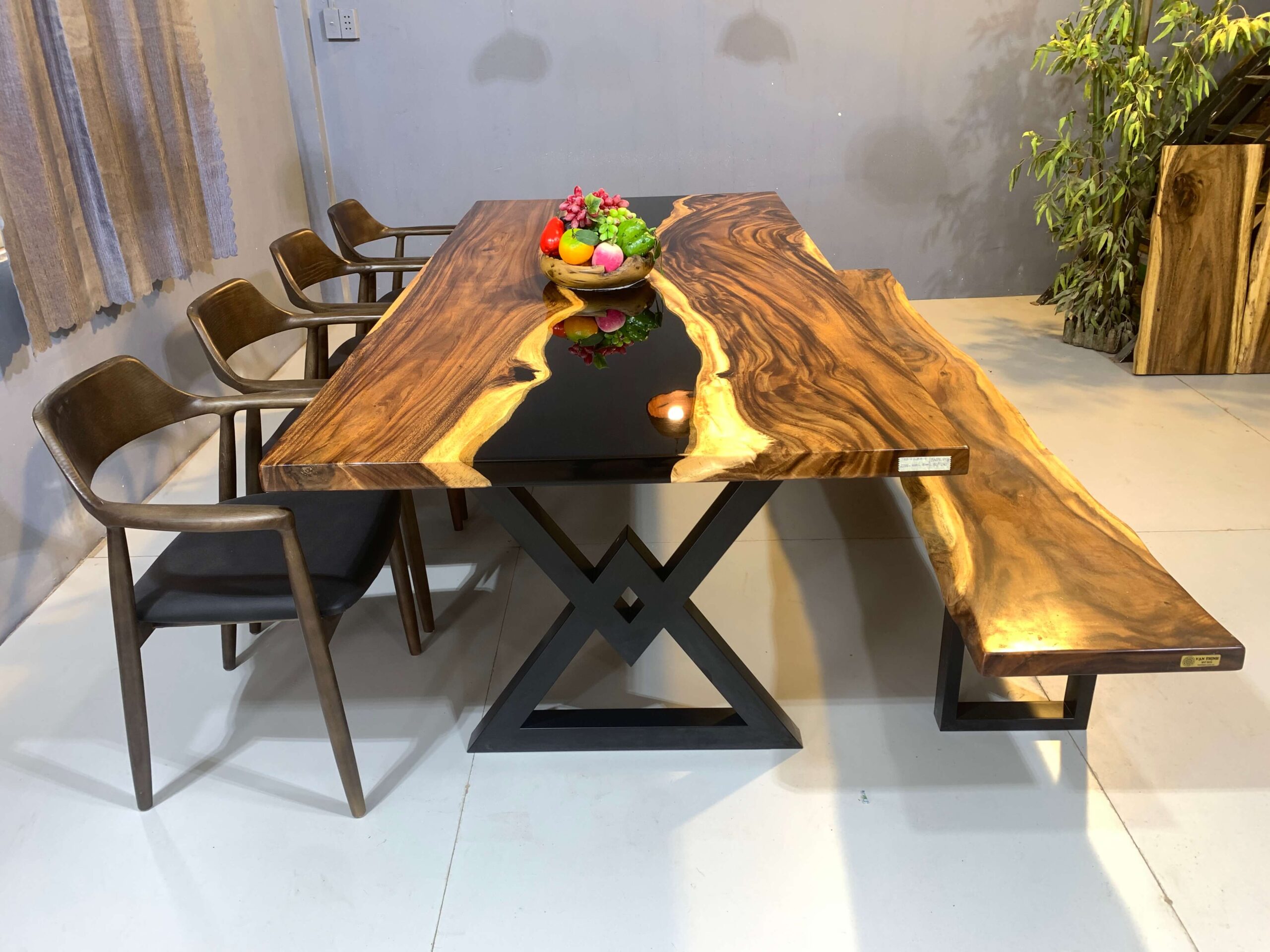 Bungalow 110″ Black Epoxy Dining Table - USA Furniture Warehouse
