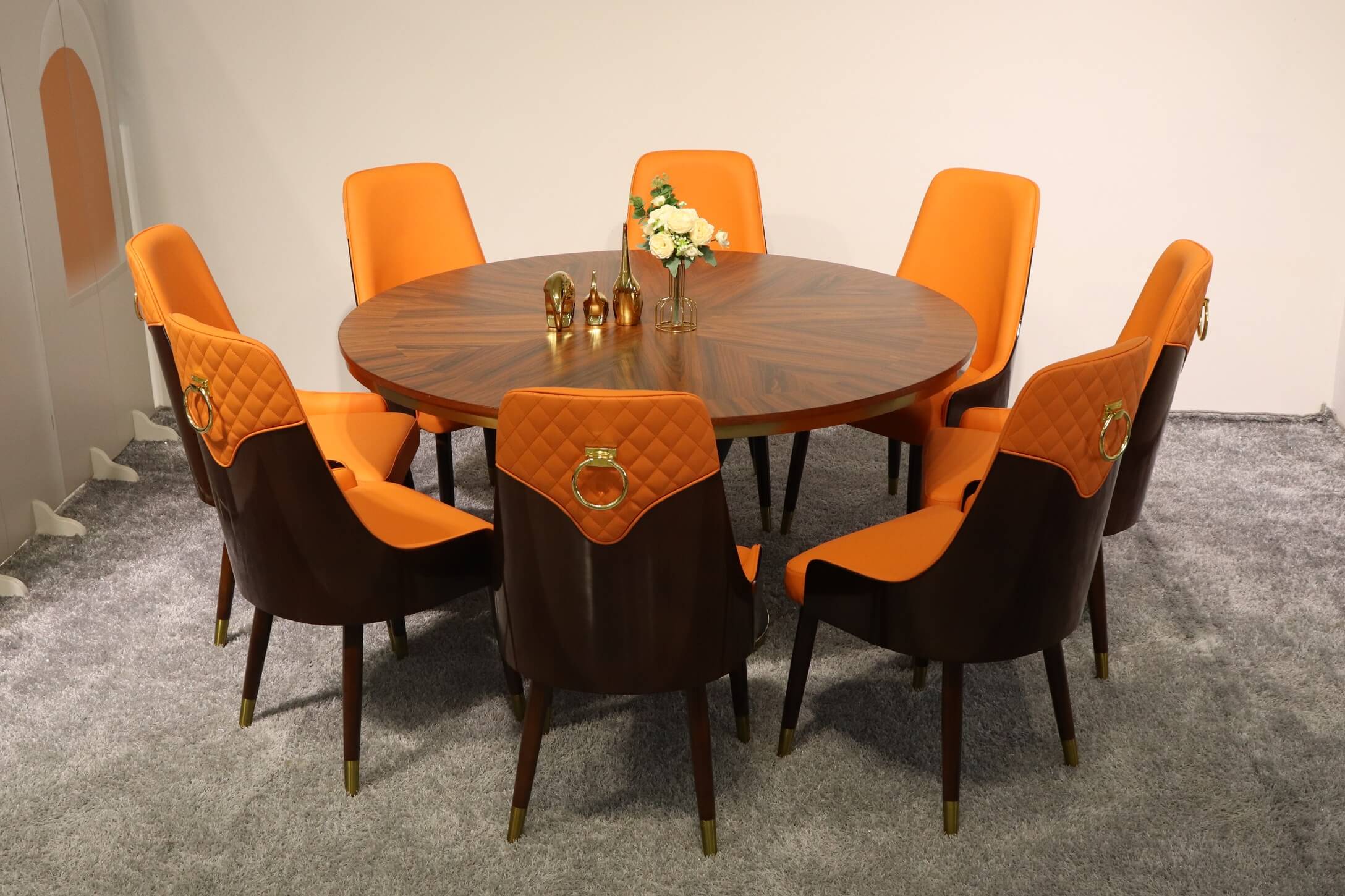 9 Pieces European Furniture Vogue Lux II Round Dining Set - USA ...